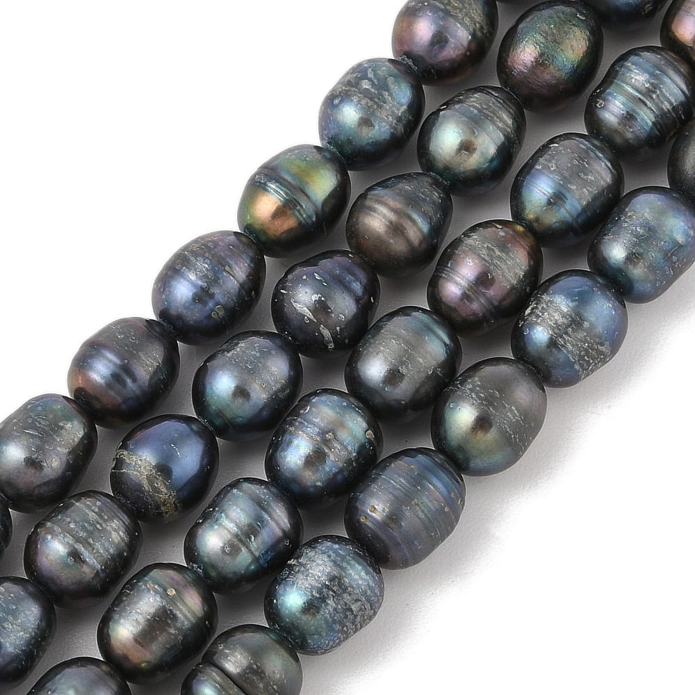 2Strand Natural Cultured Freshwater Beads Pearl Beads Strands Dyed Rice ...