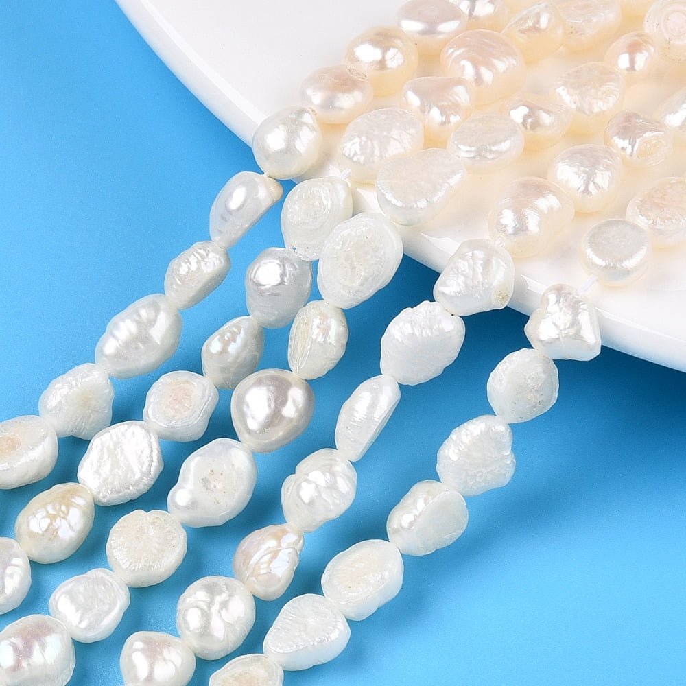 2Strand Natural Cultured Freshwater Pearl Beads Strands Two Sides ...