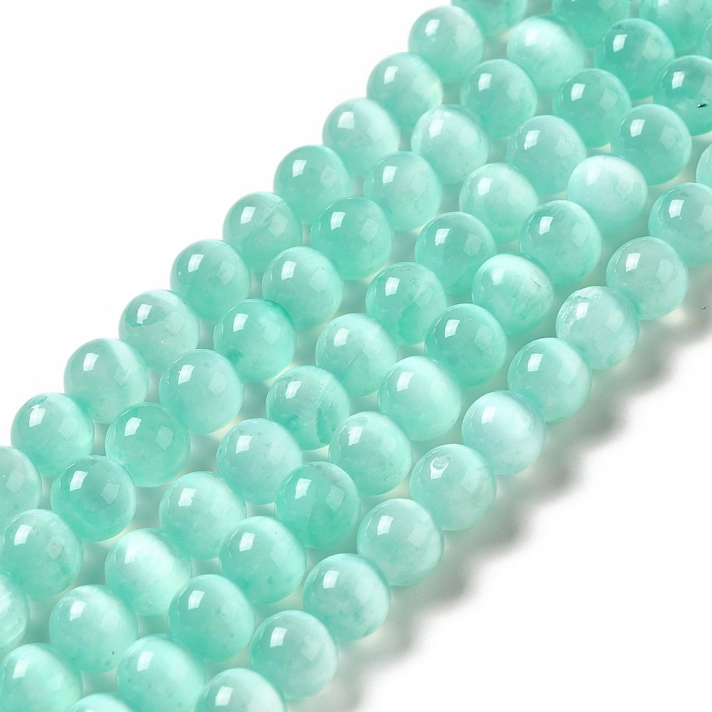 2Strand Natural Selenite Beads Strands Grade A Dyed Round Medium ...