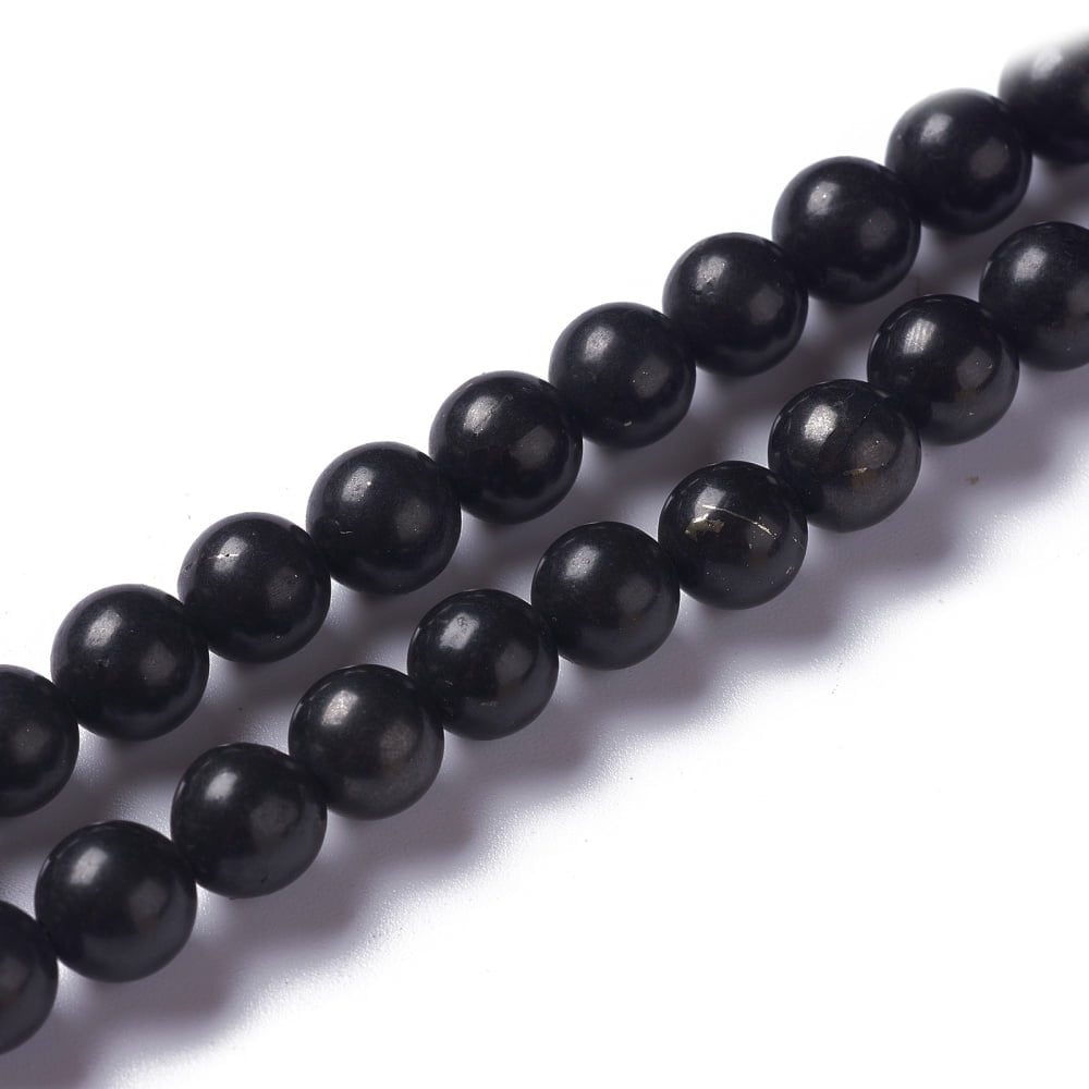 2Strand Natural Shungite Beads Strands Round 8mm Hole: 1mm 45~48pcs ...