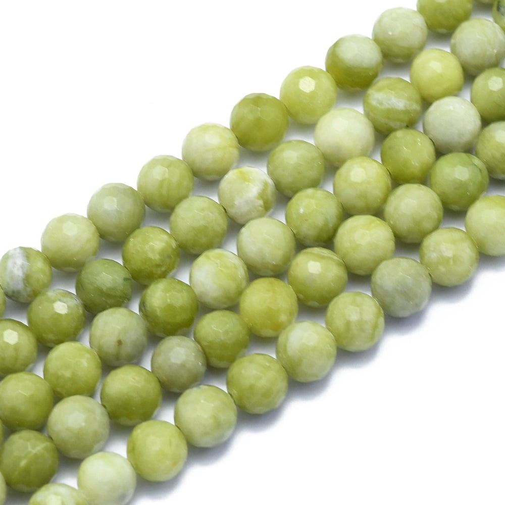 2Strand Natural TaiWan Jade Beads Strands Round Faceted(128 Facets) 8mm ...