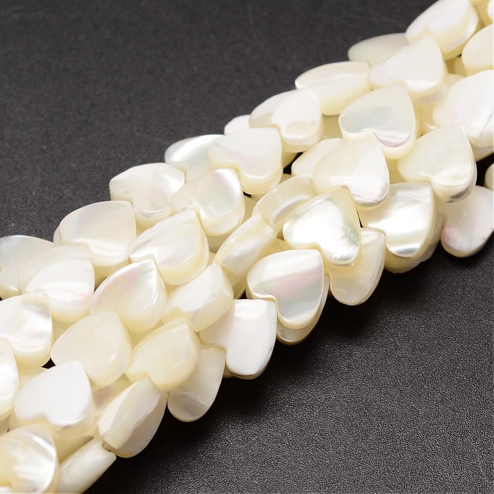 2Strand Natural Trochid Shell/Trochus Shell Beads Strands Heart Creamy ...