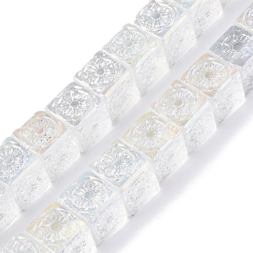 2Strand Transparent Electroplate Glass Beads Strands AB Color Plated ...