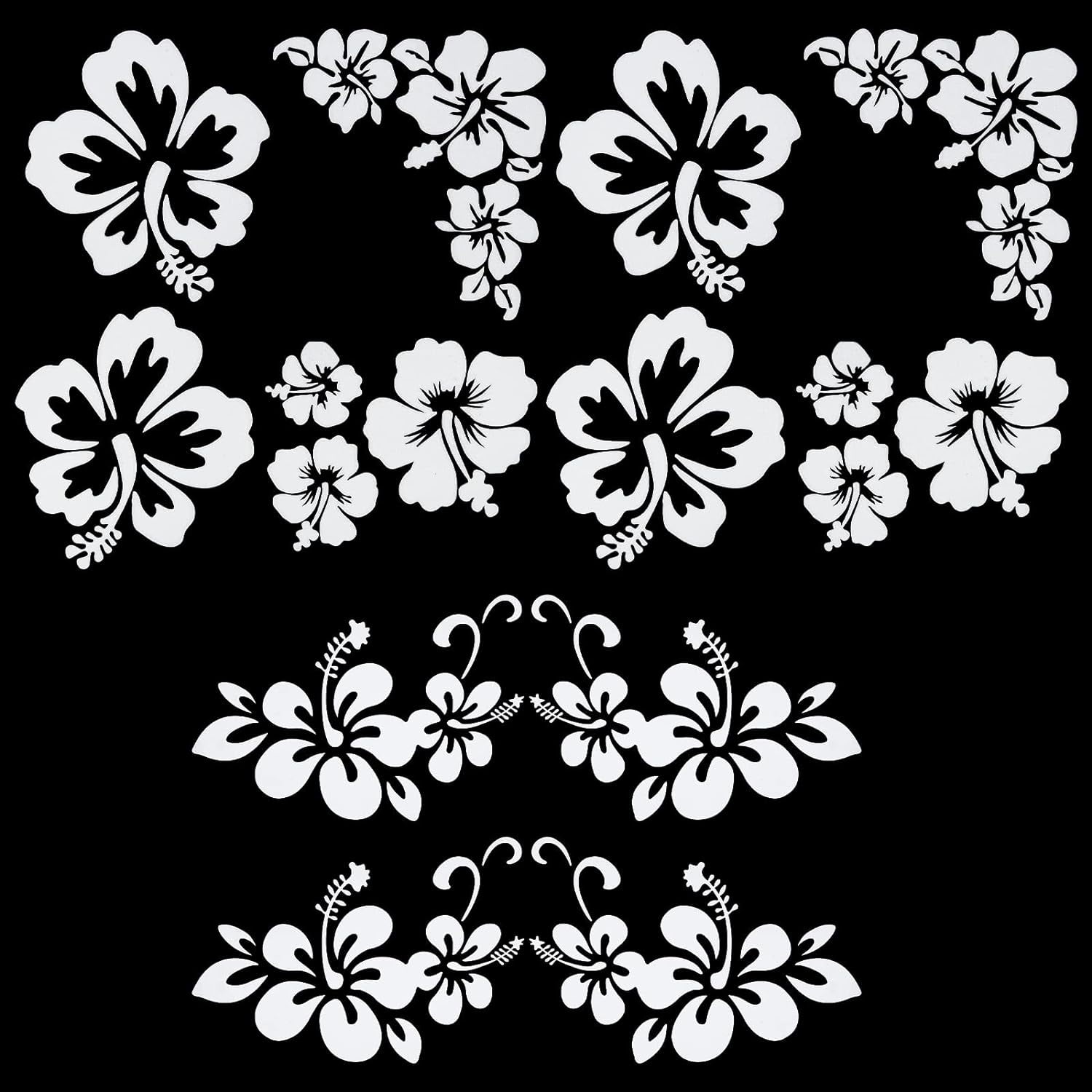 2Styles 4 Sheets Hibiscus Flower Car Sticker Hawaiian Stickers and ...