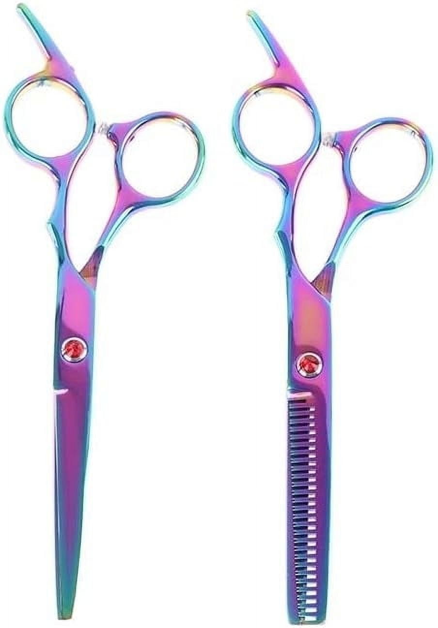 2Styles 6Inch Rainbow Cut Hair Scissors Thinning Barber Scissor Hairdressing Scissors for Hair ...