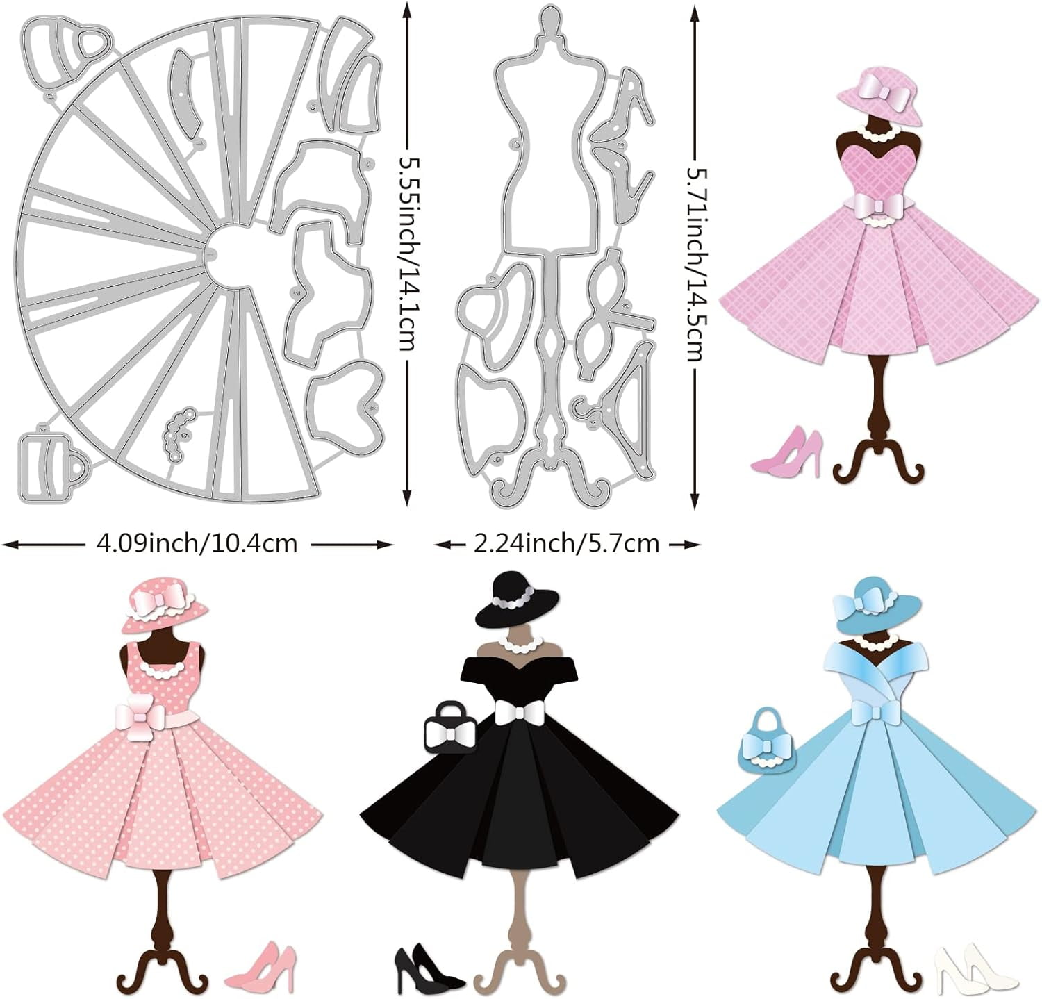 2Styles Party Dress Shirt Bowtie Bow Cutting Dies 3D Cute Skirt Dress ...