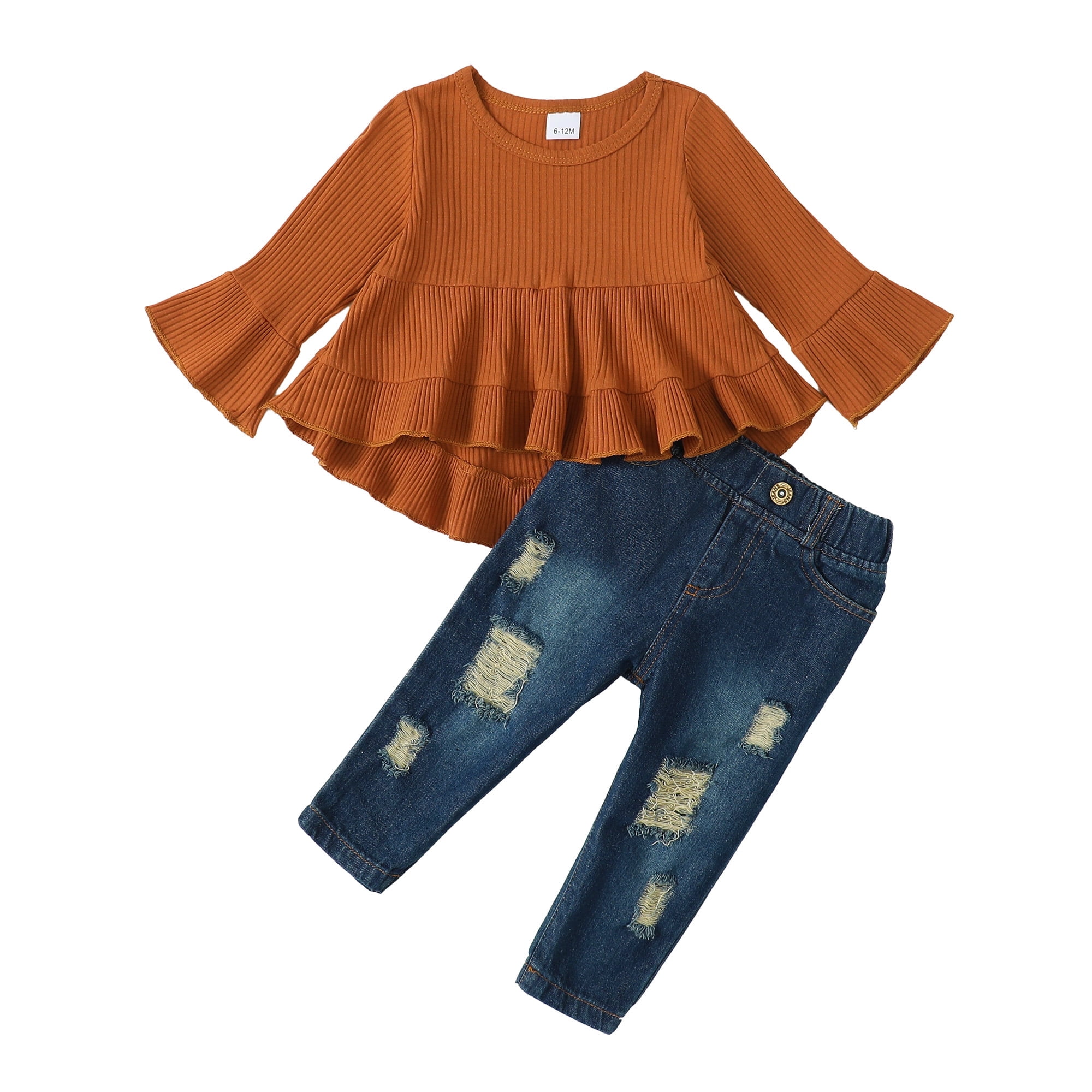 2T Baby Girls Clothes 3T Girls 2PCS Fall Winter Outfits Set Solid Color ...