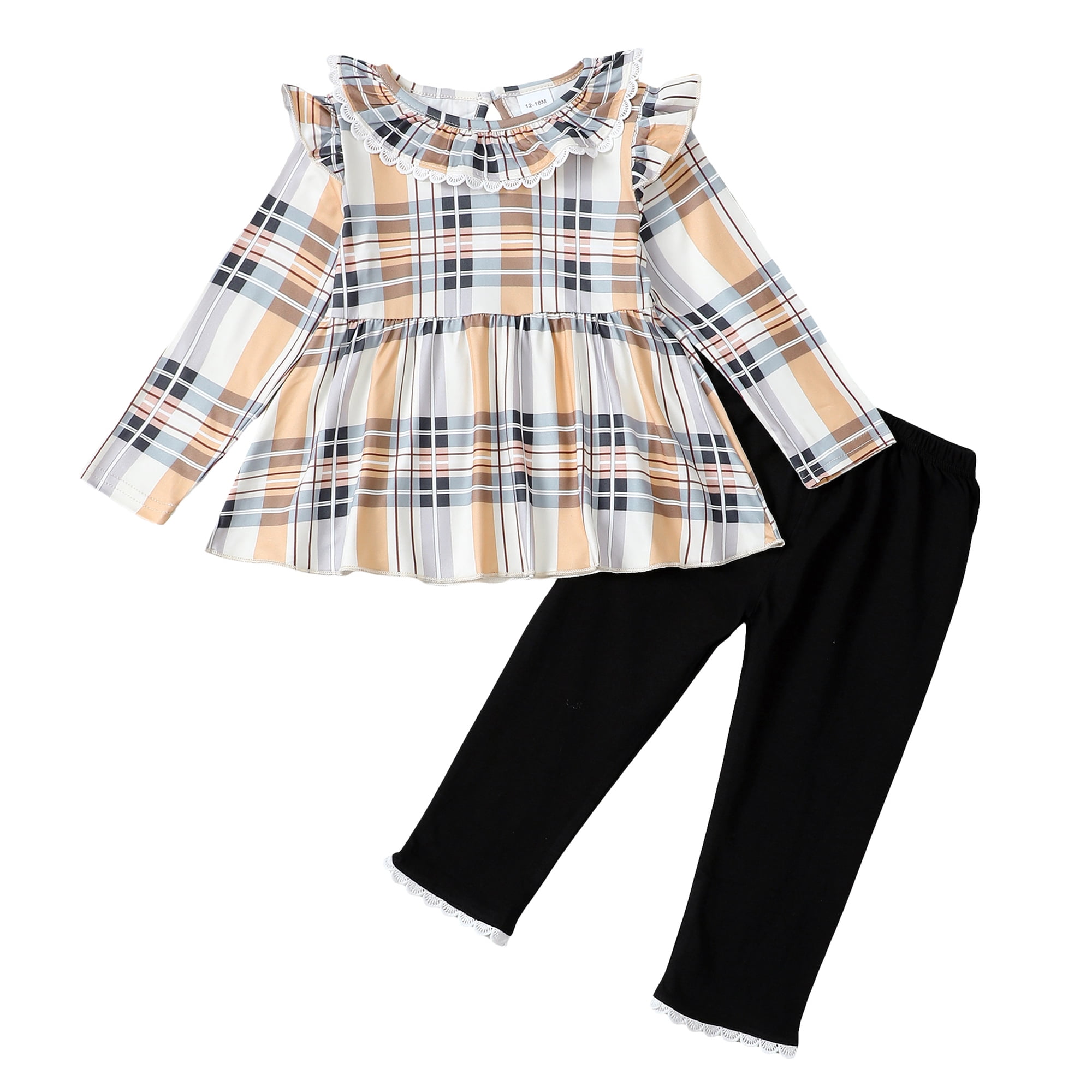 2T Baby Girls Clothes 3T Girls 2PCS Outfits Set Ruffle Collar Toddler ...