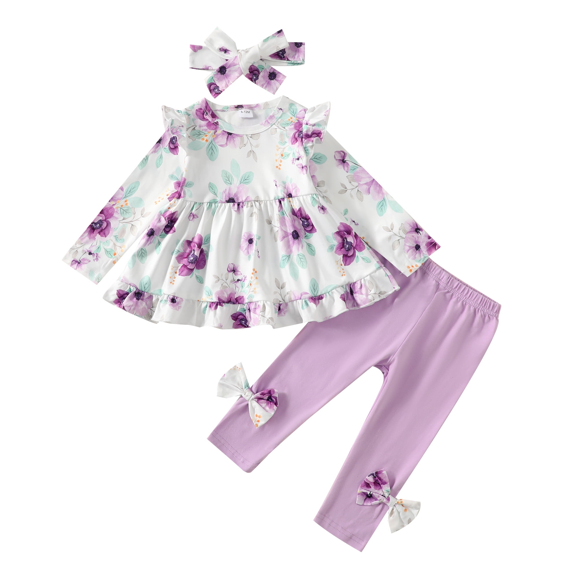 2T Baby Girls Clothes 3T Girls 3PCS Floral Outfits Set Toddler Girls ...