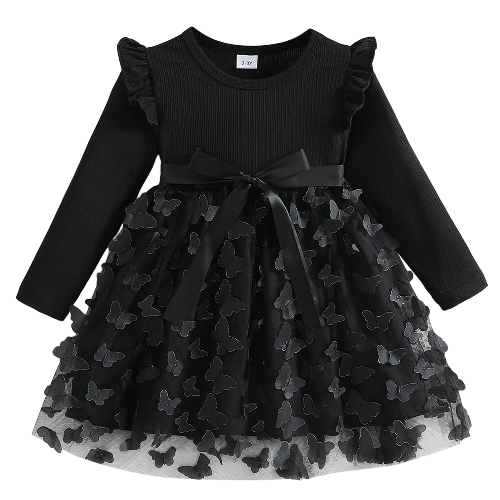 2T Dresses For Toddler Girls Long Sleeve Bowknot Prints Dresses ...