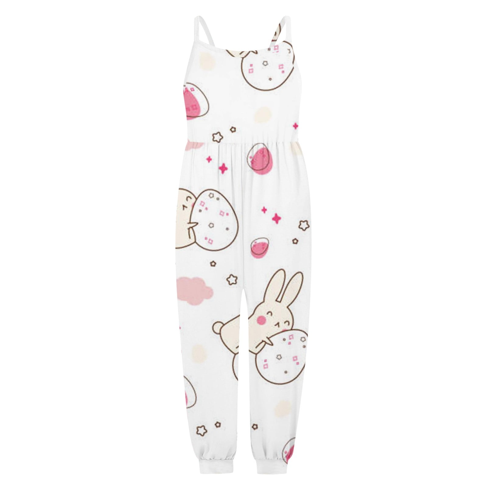 2T Easter Jumpsuits for Girls Pajamas Set Easter Bunny Print Romper ...