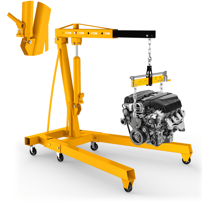 2T Folding Cherry Picker Engine Hoist, Space-Saving Design, with 6 ...