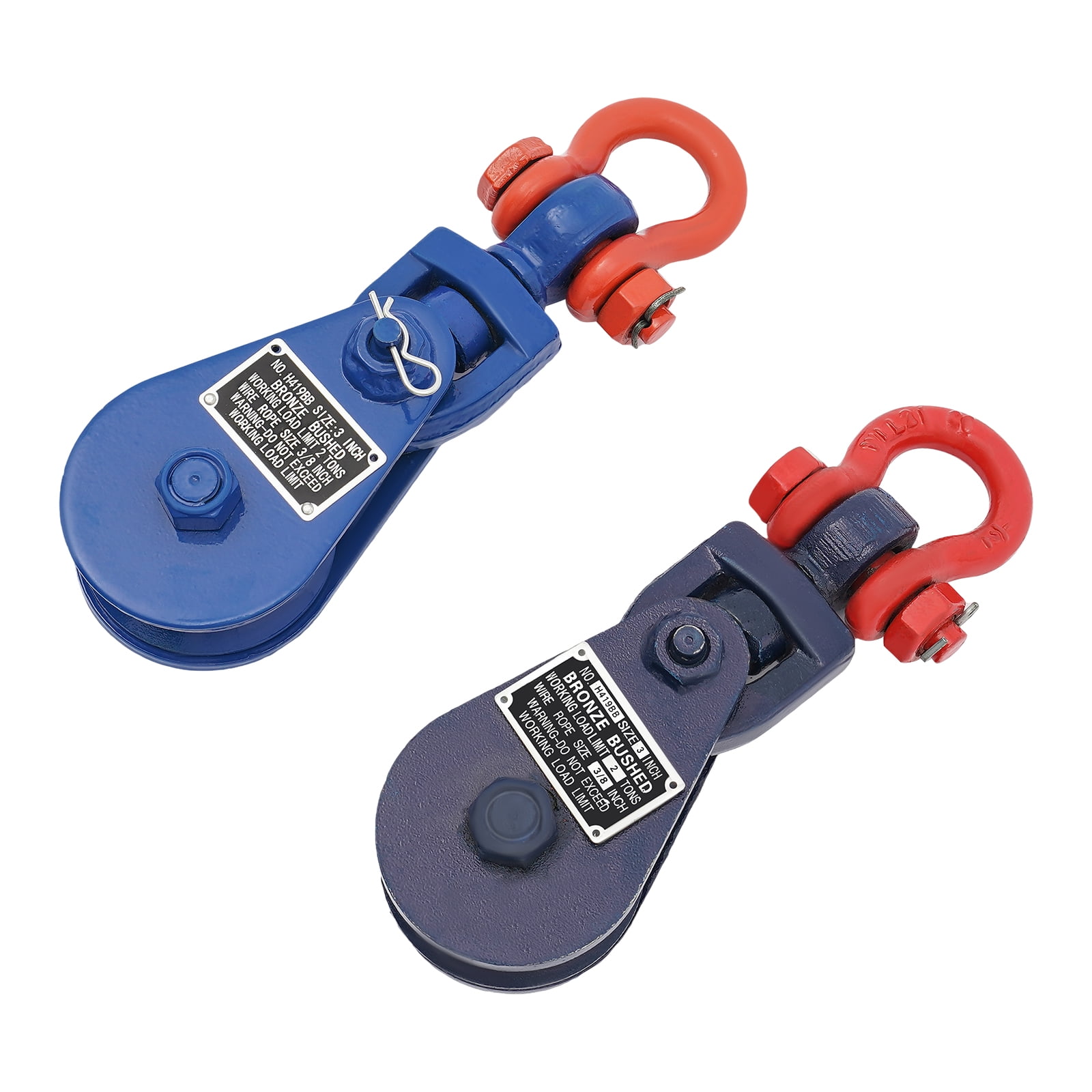 2T Lifting Pulley Set with 360° Swivel Shackle, Carbon Steel and Alloy ...