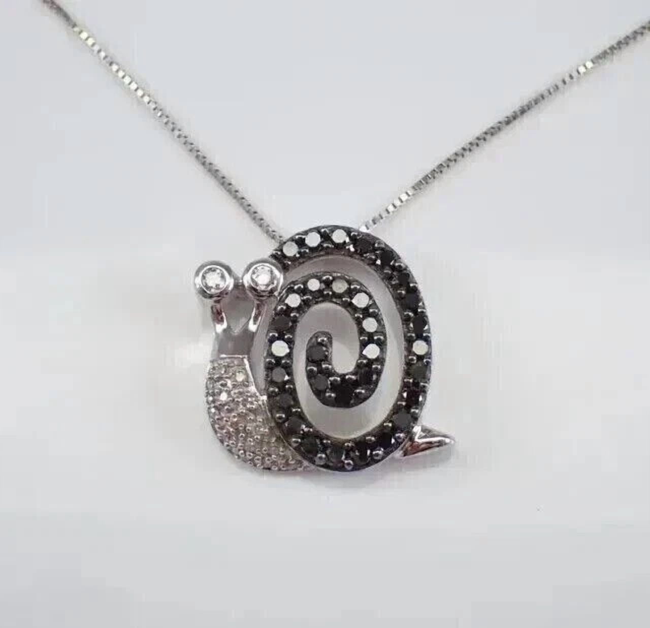 2TCW Round Cut Lab Created Diamond Snail Tiny Pendant 14K White Gold ...