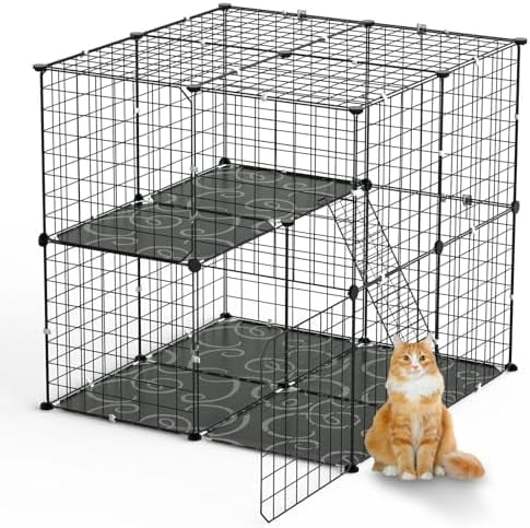 2Tier Cat Cage Playpen, 28 Inch Indoor Cat Enclosures, Metal Cat Cage ...