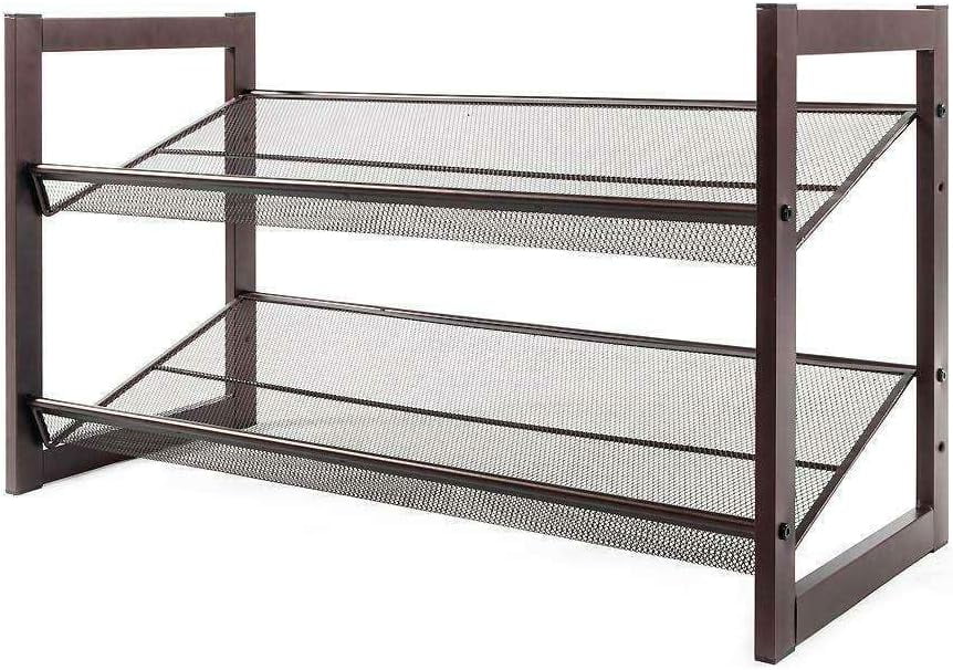 2Tier Metal Shoe Rack Ajustable Shoe Shelf Closet Space Saving Storage ...