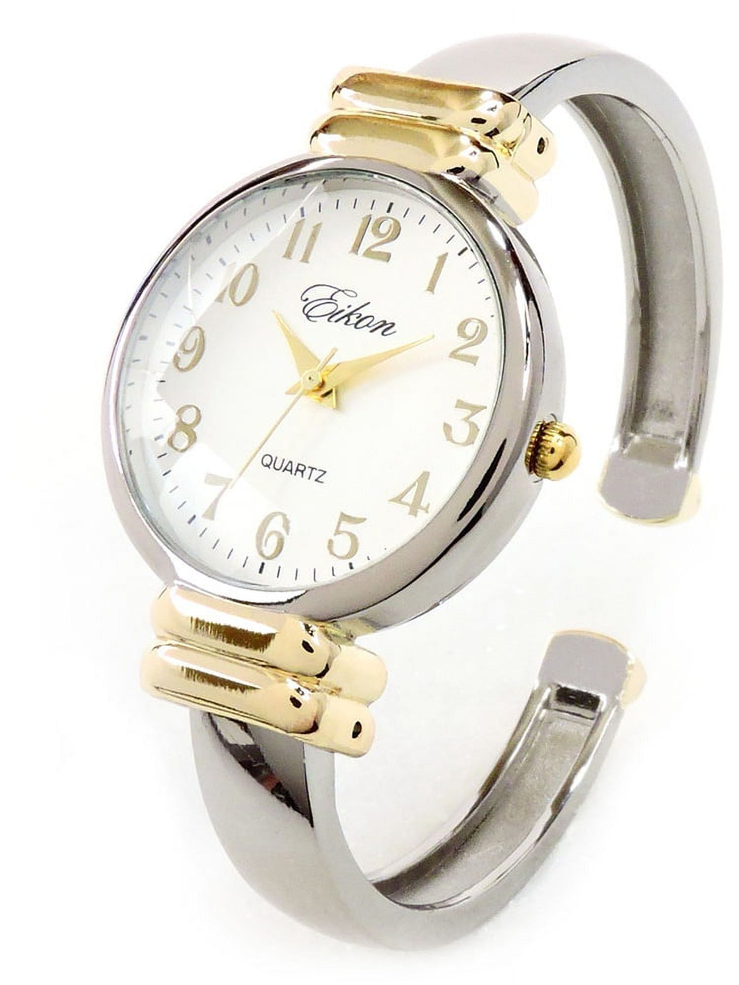 2Tone SL Women's Bangle Cuff Watch, Metal Band, Slim Case, Fits 6-7 ...