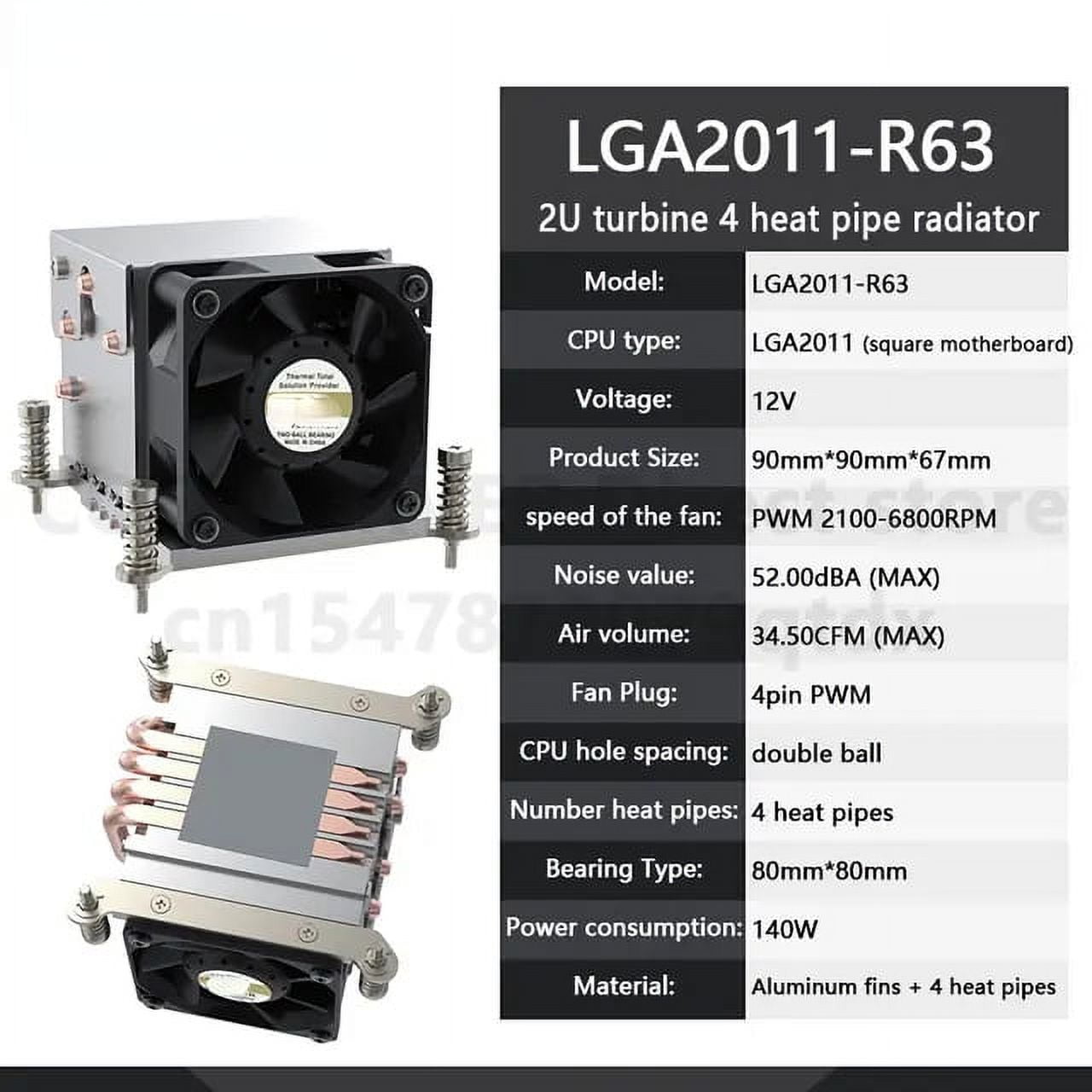 2U Server CPU Cooler 4 Heatpipes workstation Radiator PWM 4PIN Cooling ...