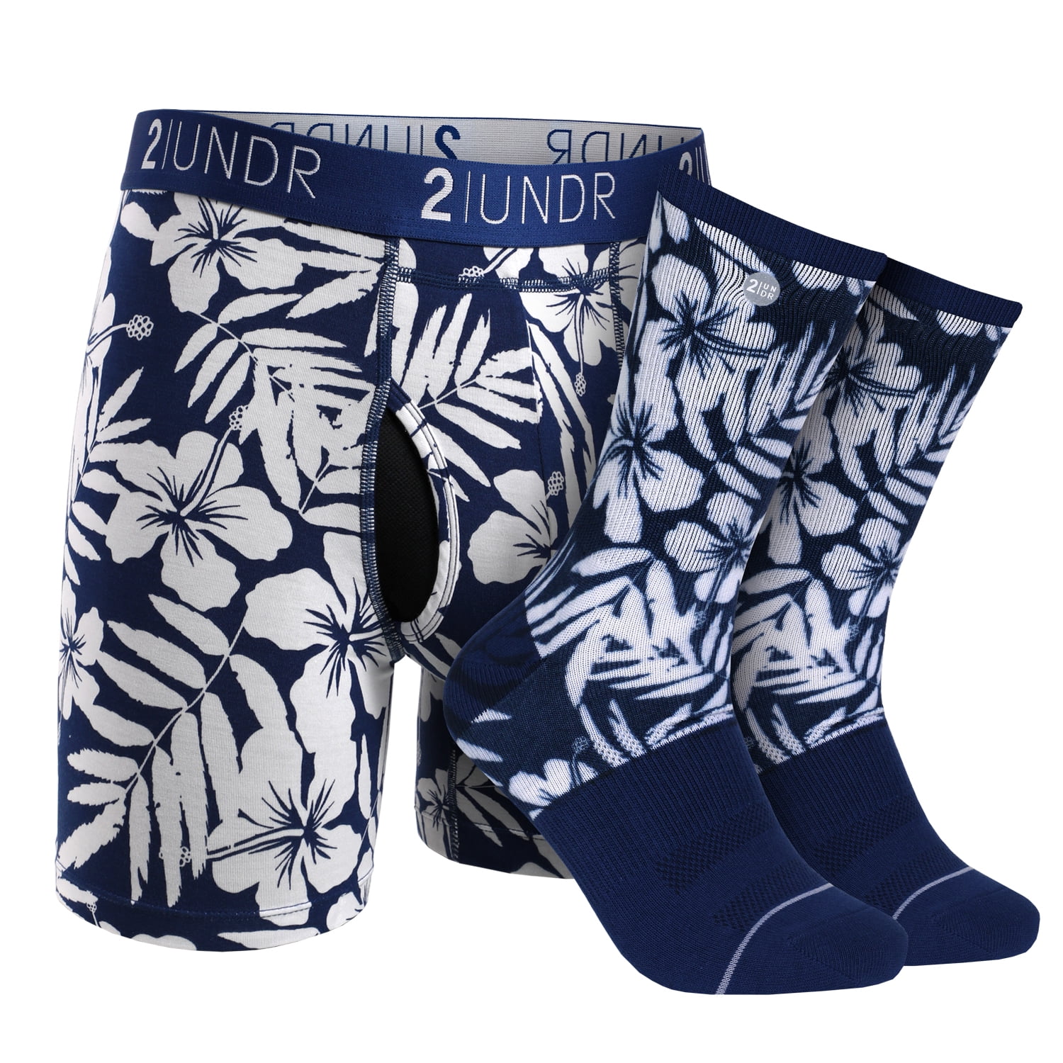 2UNDR Men's Swing Shift Boxer Brief- Groove Sock Pack (Mahalo, Large ...