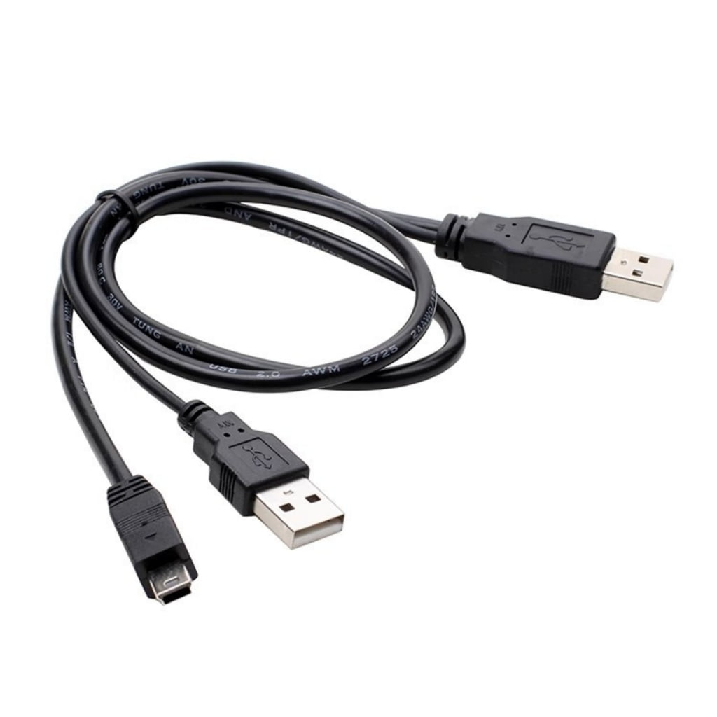 2USB A Male to Mini 5Pin Splitter Cord Power Support for External Hard ...
