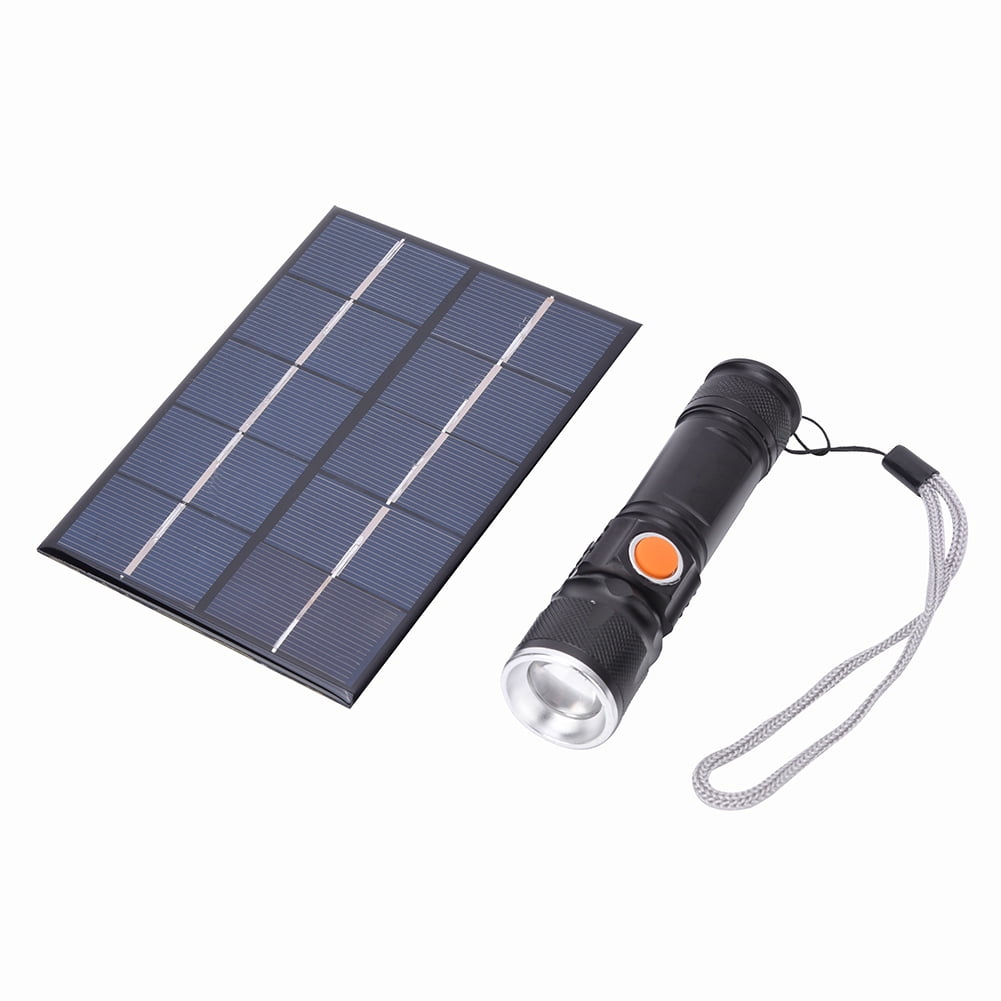 2W 5V Portable Solar Panel with Strong Light USB Charger and Flashlight ...