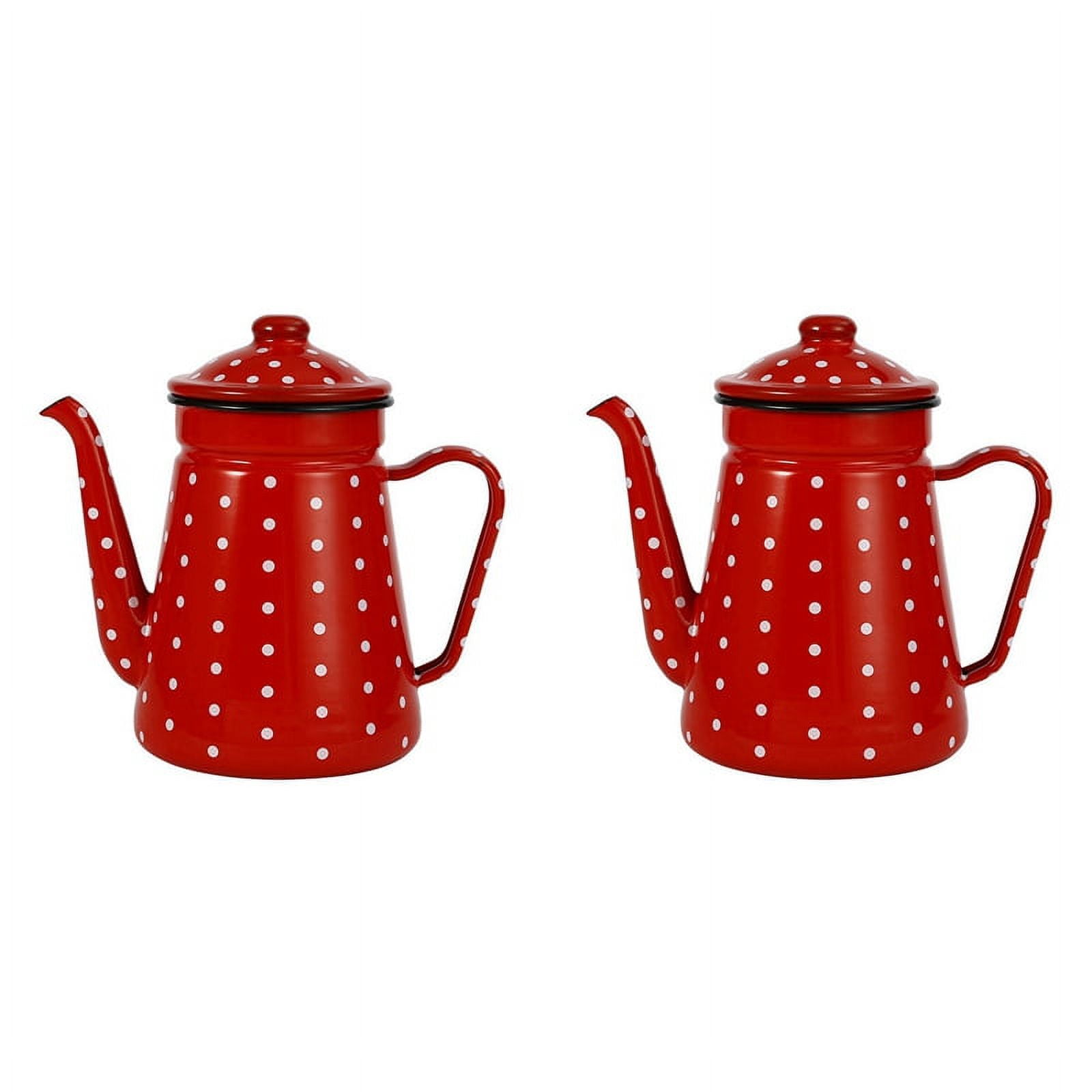 2X 1.2L Enamel Coffee Pot Pour over Milk Water Jug Pitcher Teapot ...
