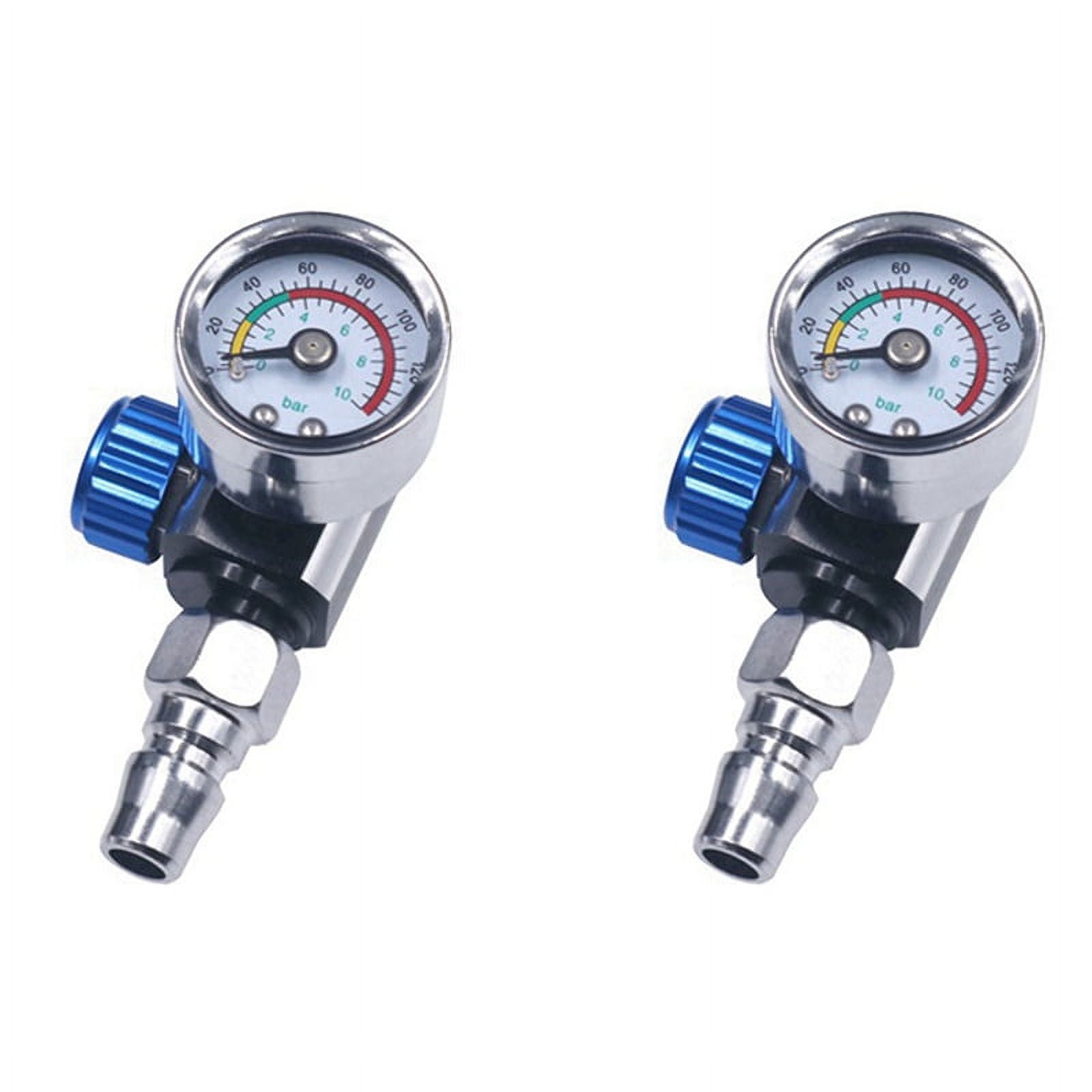 2X 1/4 Inch Mini Air Regulator Valve Tool Small Tail Pressure Gauge ...