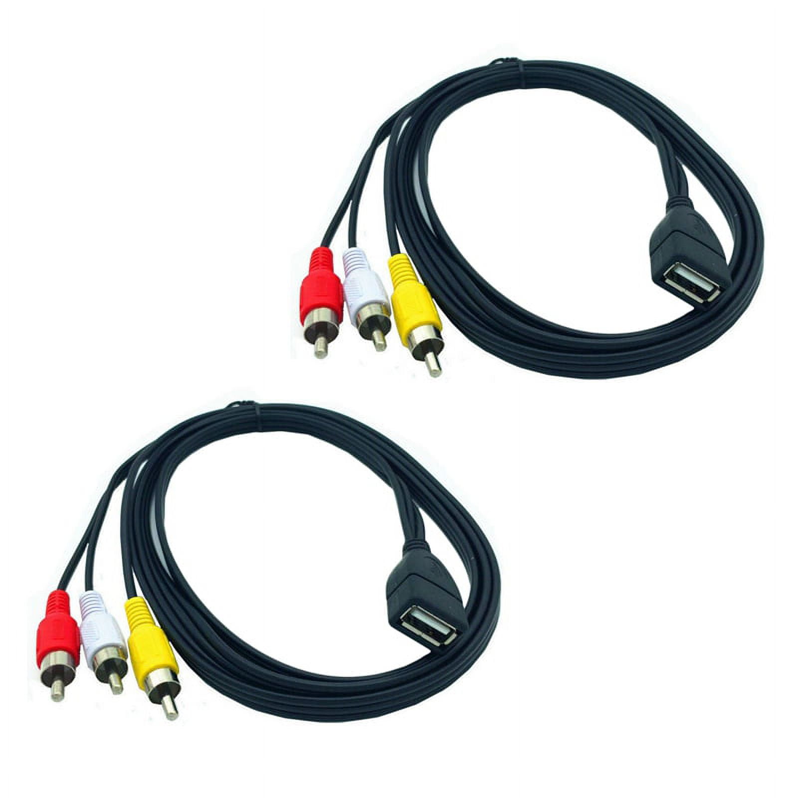 2X 1.5M USB A Female to 3 Phono Av Cable Lead Pc Tv Aux Audio Video ...