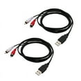 2X 1.5M USB A Male to 2X Rca Phono Male Av Cable Lead Pc Tv Aux Audio ...