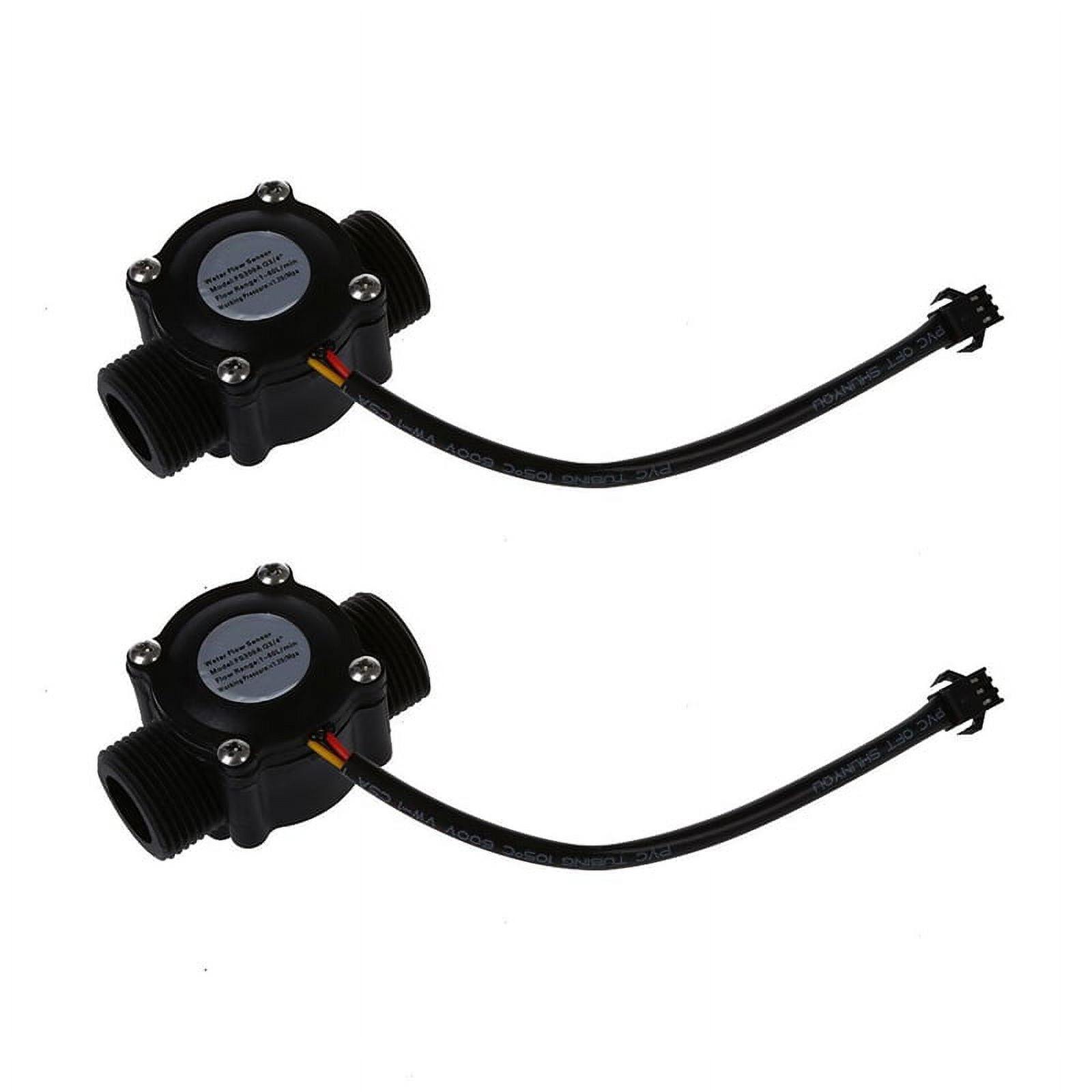 2X 1-60L/Min DC 5-24V Hall Effect Water Flow Sensor Counter Meter ...