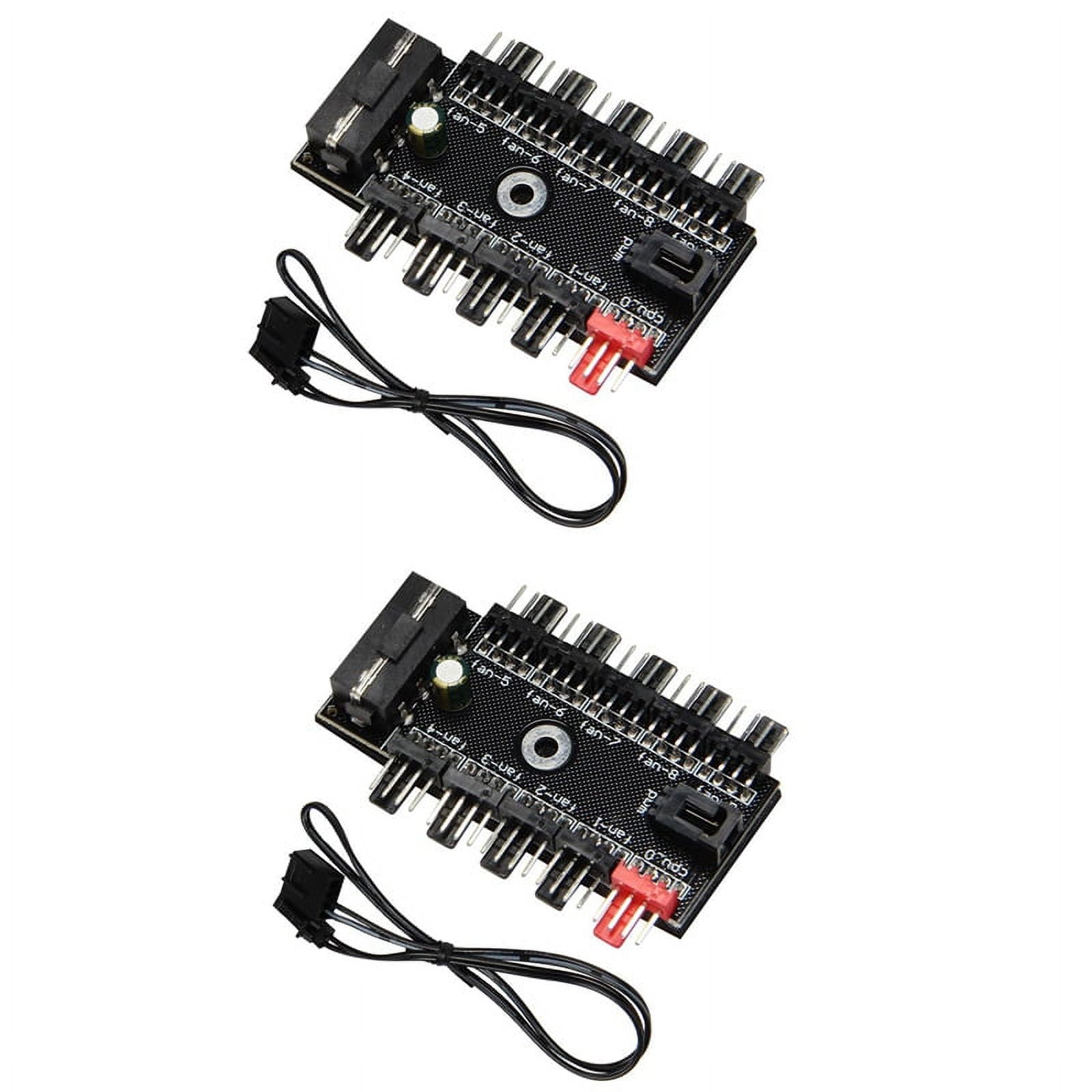 2X 10 Port PC Chassis Fan Hub CPU Cooling HUB 12V 4 Pin Fan PWM Hub ...