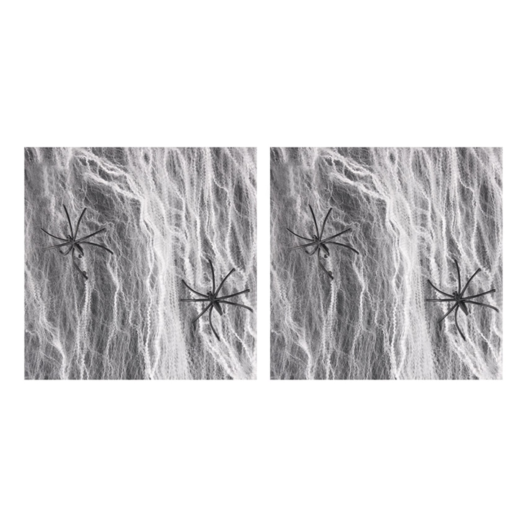2X 1000 Sqft Halloween Stretch Spider Web with 200 Plastic Fake Spiders ...