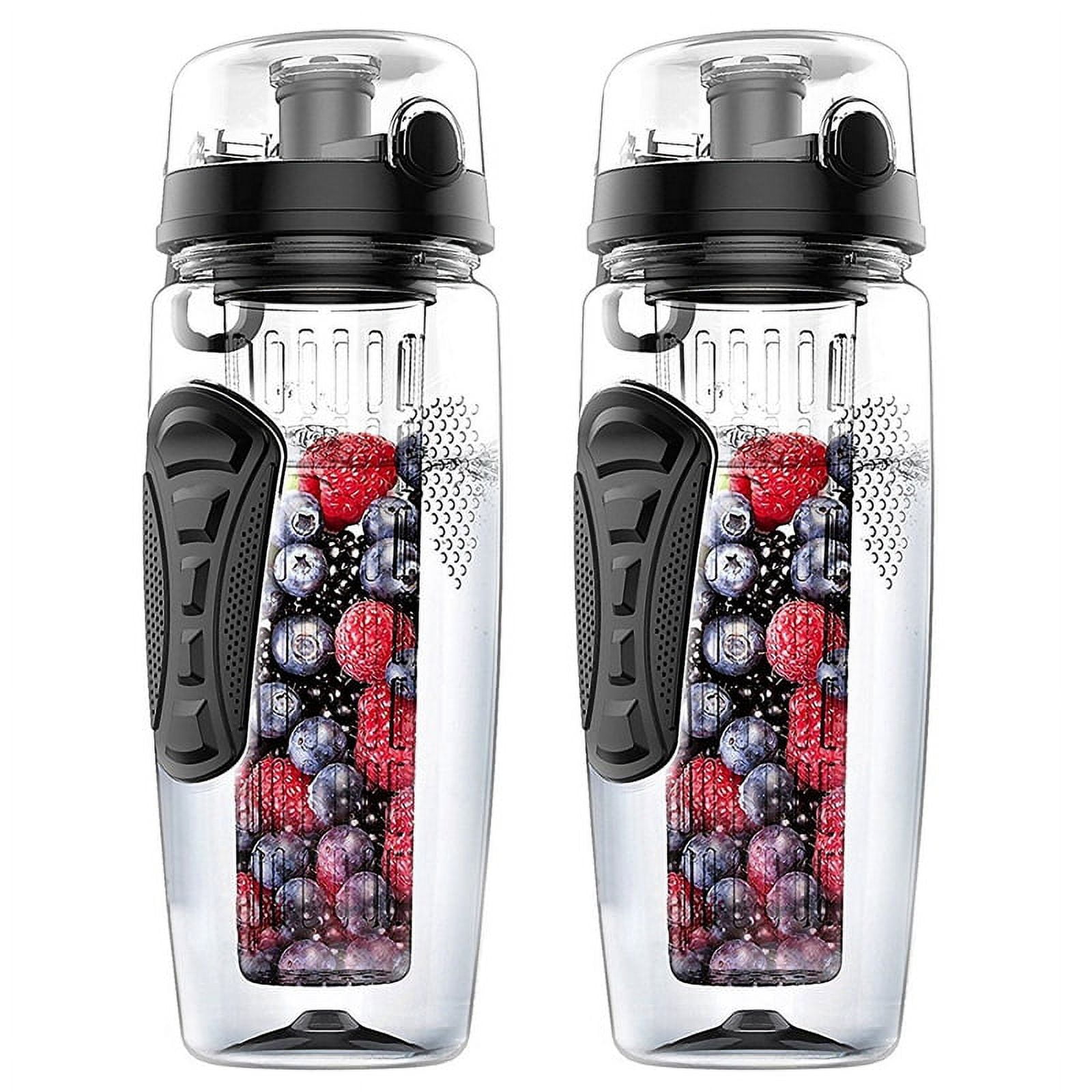 2X 1000Ml/32Oz Fruit Infusing Infuser Water Bottle Plastic Sports Detox ...