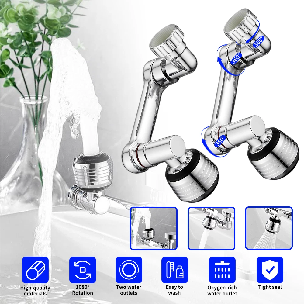 2X 1080° Swivel Extension Faucet Aerator Tap Extender For Kitchen ...