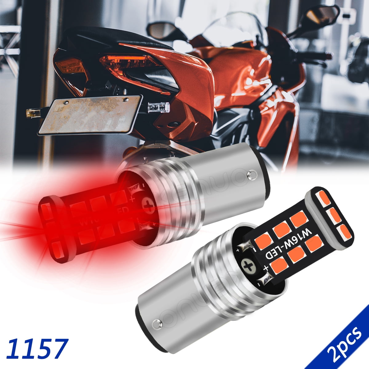 2X 1157 LED Safety Brake Stop Tail Parking Light Bulb Bright Red ...