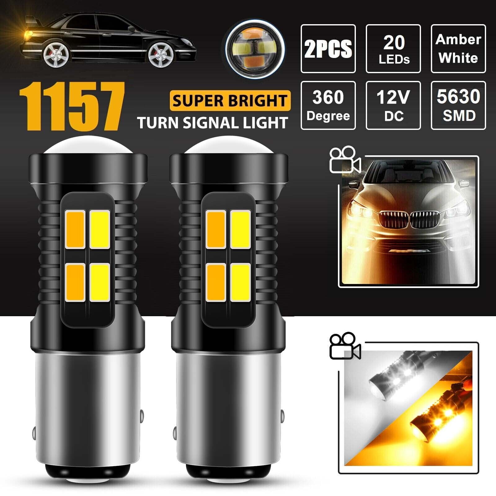 2X 1157 LED White/Amber DRL Switchback Turn Signal Indicator Parking ...