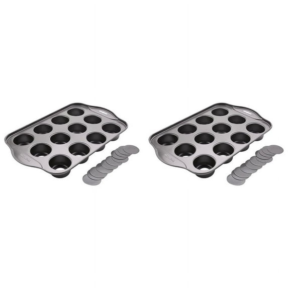 2X 12 Cavity Mini Cheesecake Pan with 24 Pieces Removable Bottom ...