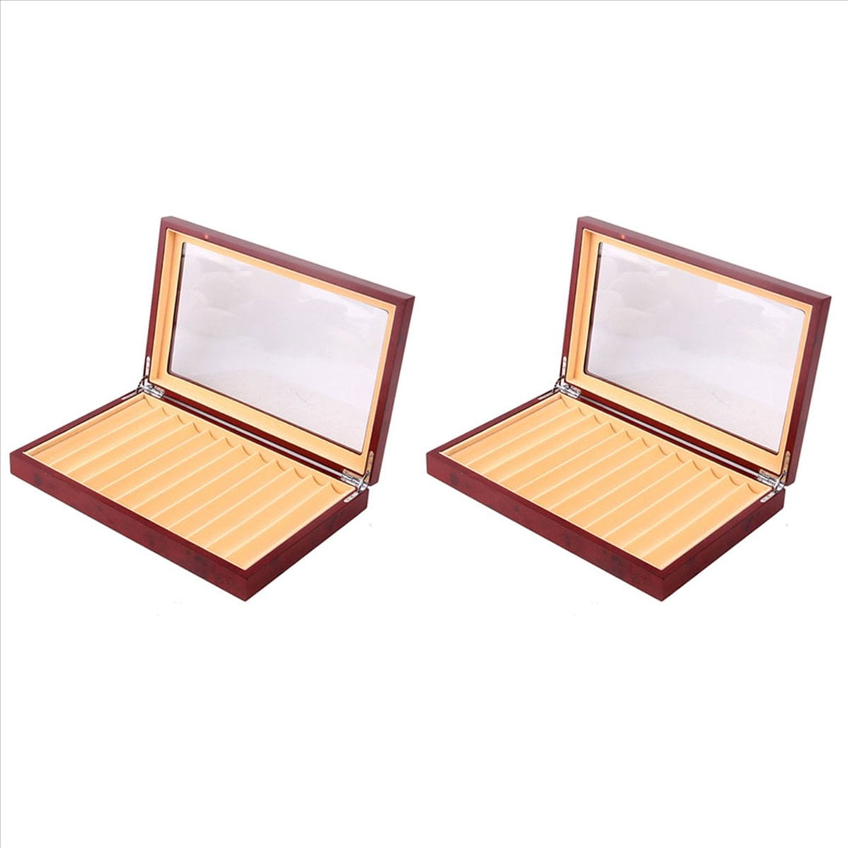 2X 12 Grid Wooden Pen Display Case Storage Luxury Fountain Transparent ...