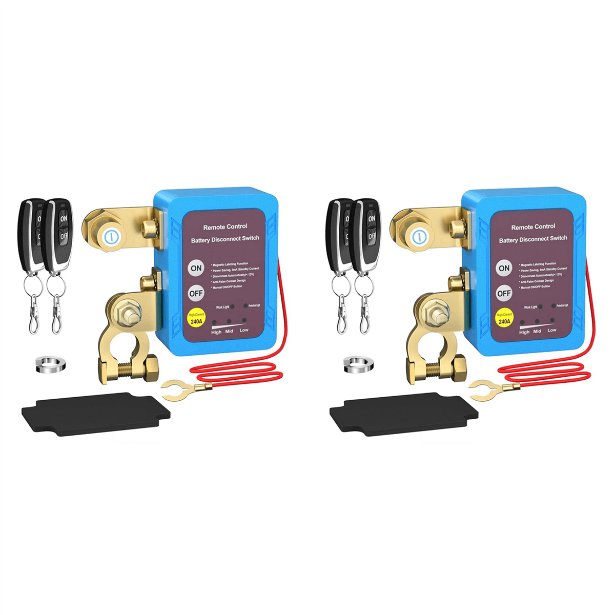 2X 12V 240A Remote Battery Disconnect Switch, Automatic Power Off ...