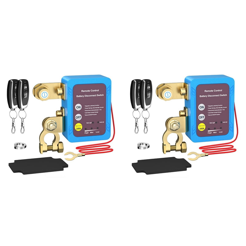 2X 12V 240A Remote Battery Disconnect Switch, Automatic Power Off ...