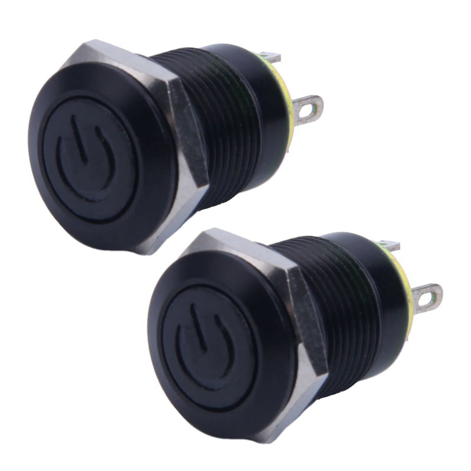 2X 12V 2A 9.5mm LED Metal Cap Power Momentary Push Button Switch Car ...
