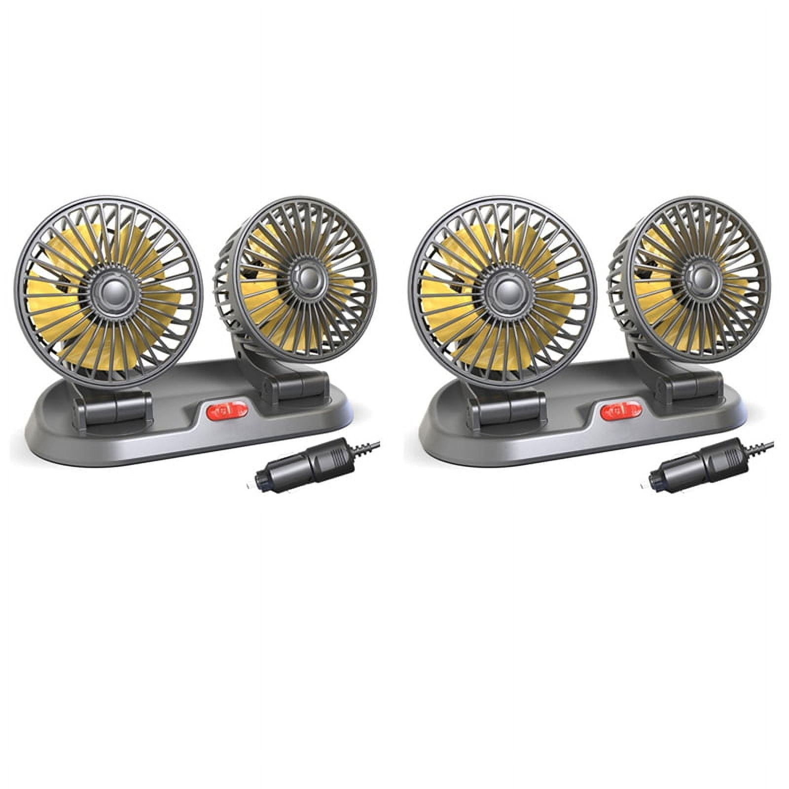 2X 12V Car Fan Double Fan Portable Auto Cooling Fan Cooling Big Wind ...