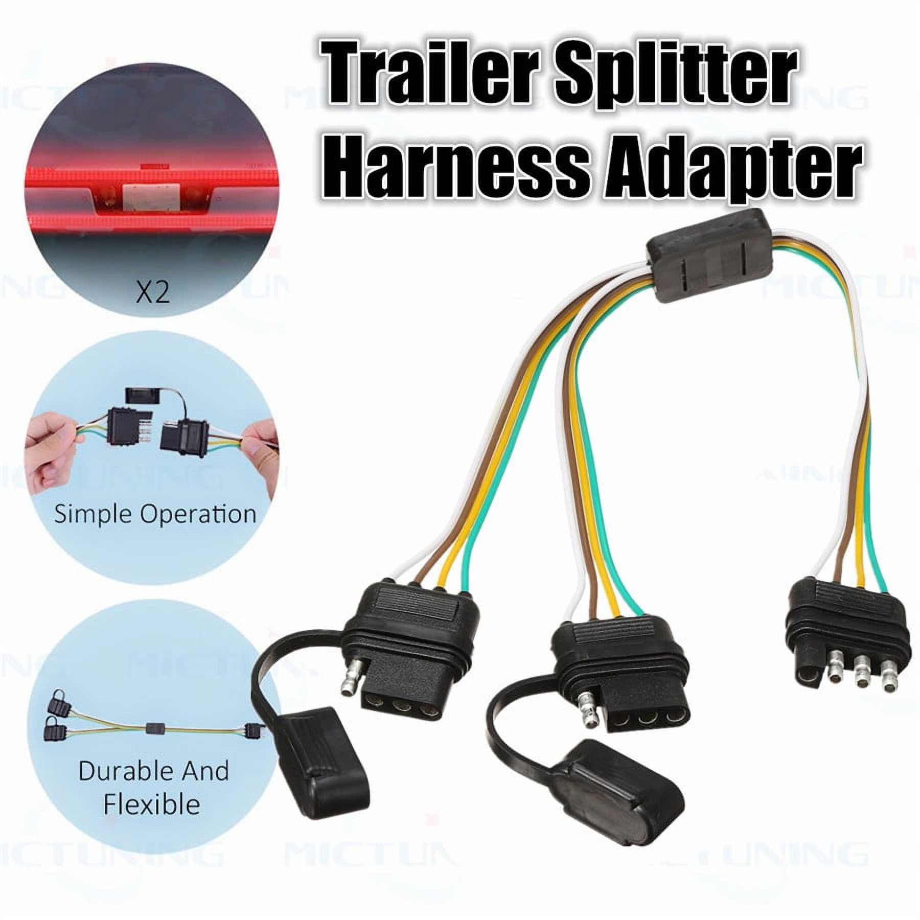 2X 12V Flat 4-Way 4Pin Tow Trailer Truck Pickup Y-Splitter 17.5 ...
