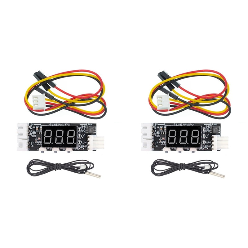 2X 12V PWM 4-Wire Fan Temperature Control Speed Controller Chassis ...
