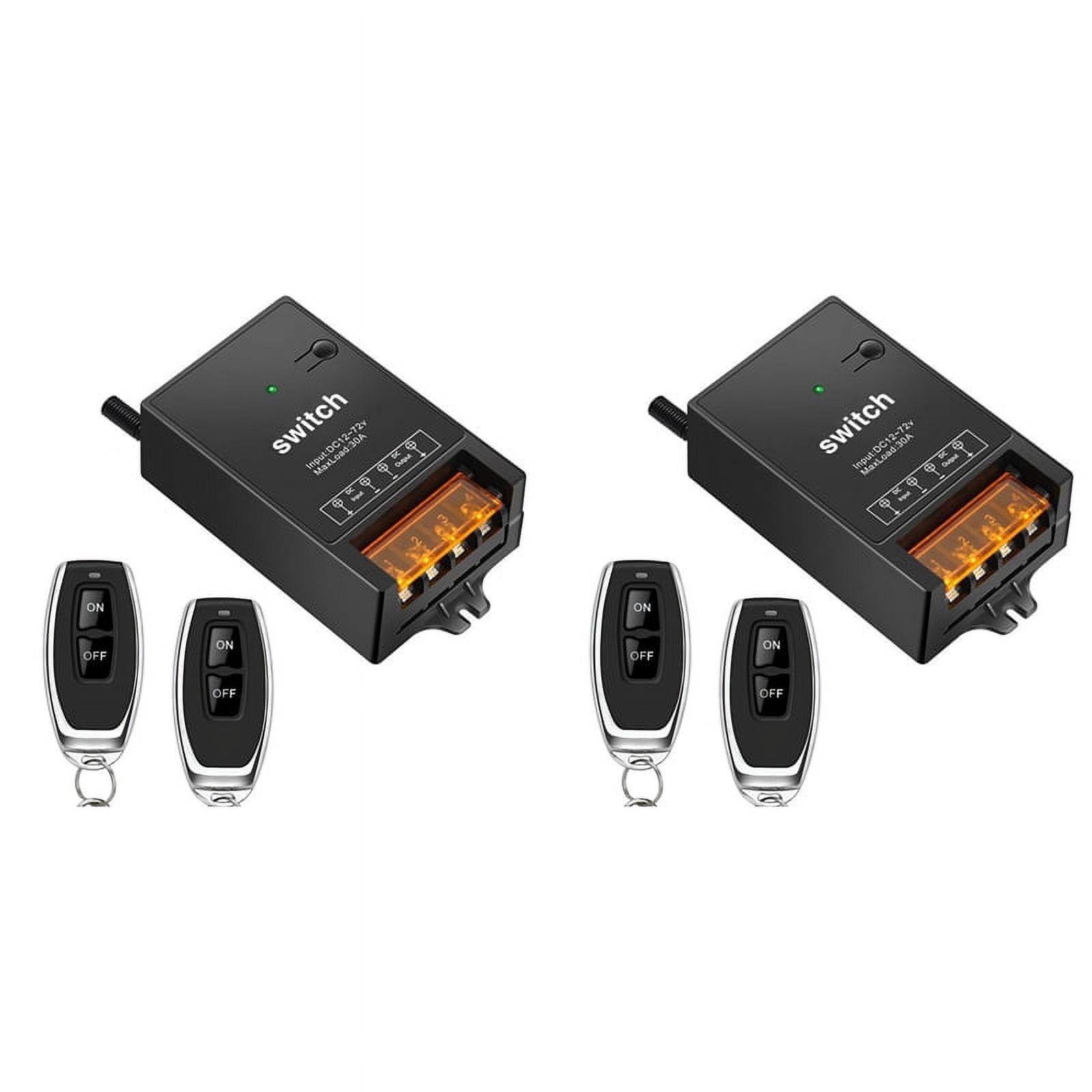 2X 12v Remote Control Switch with 30A Relay,DC 72v 60v 48v 36v 24v 12v ...