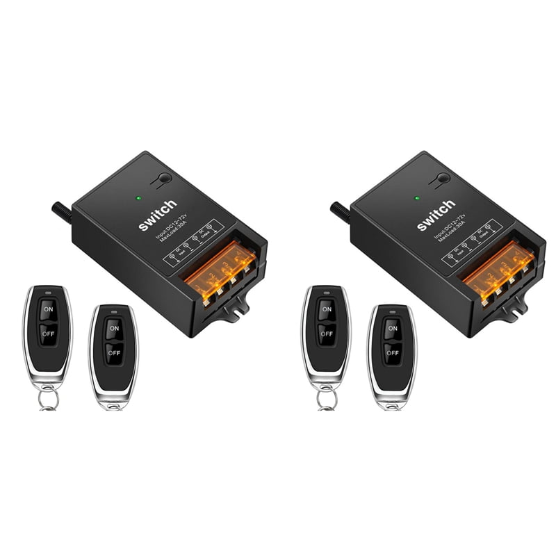 2X 12v Remote Control Switch with 30A Relay,DC 72v 60v 48v 36v 24v ...