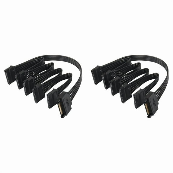 2X 15 Pin Power Splitter 1 To5 Hard Drive HDD SSD Power Supply Cable ...