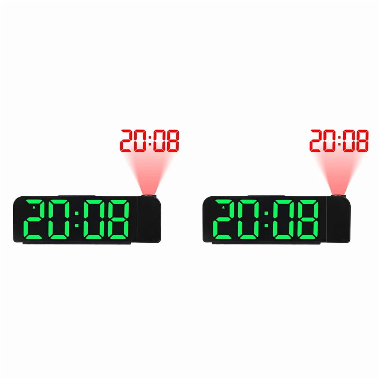 2X 180° Rotation Projection Alarm Clock 12/24H LED Digital Clock USB ...
