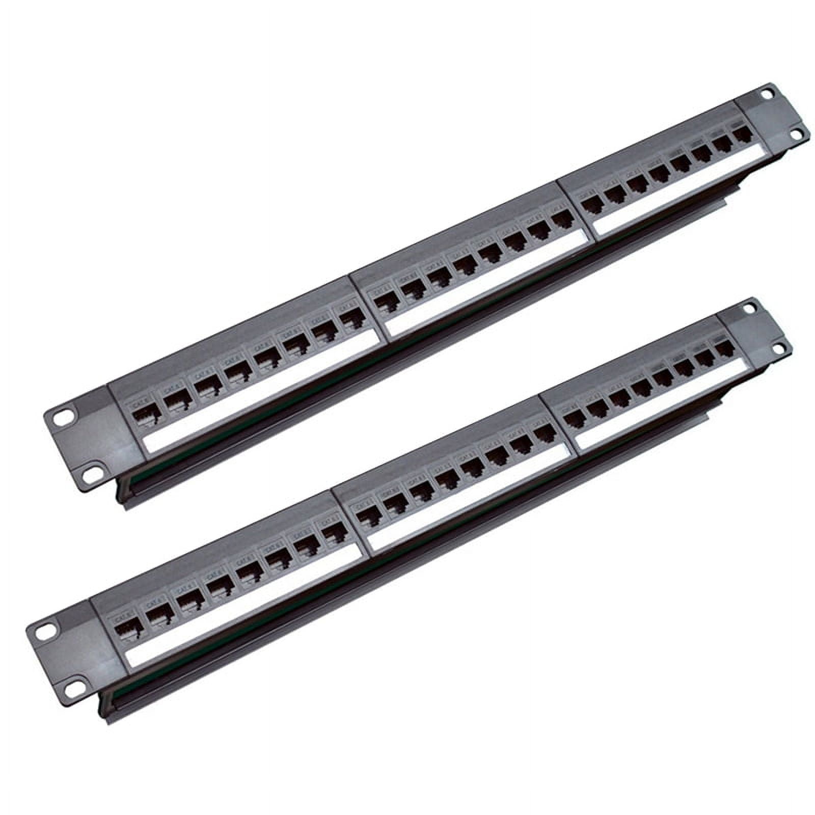 2X 19Inch 1U Cabinet Rack Pass-Through 24 Port CAT6 Patch Panel RJ45 ...
