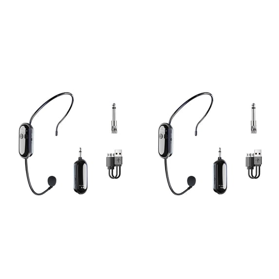 2X 2.4G Wireless Microphone Headset Long Range 30M for Voice Amplifiers ...